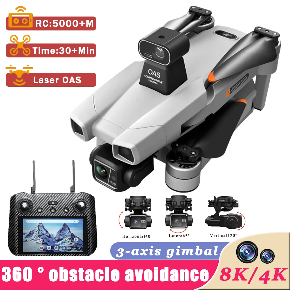 RC-Drone-with-Camera-LCD-Screen-3-Axis-PTZ-Brushless-Drone-8K-HD-Camera ...