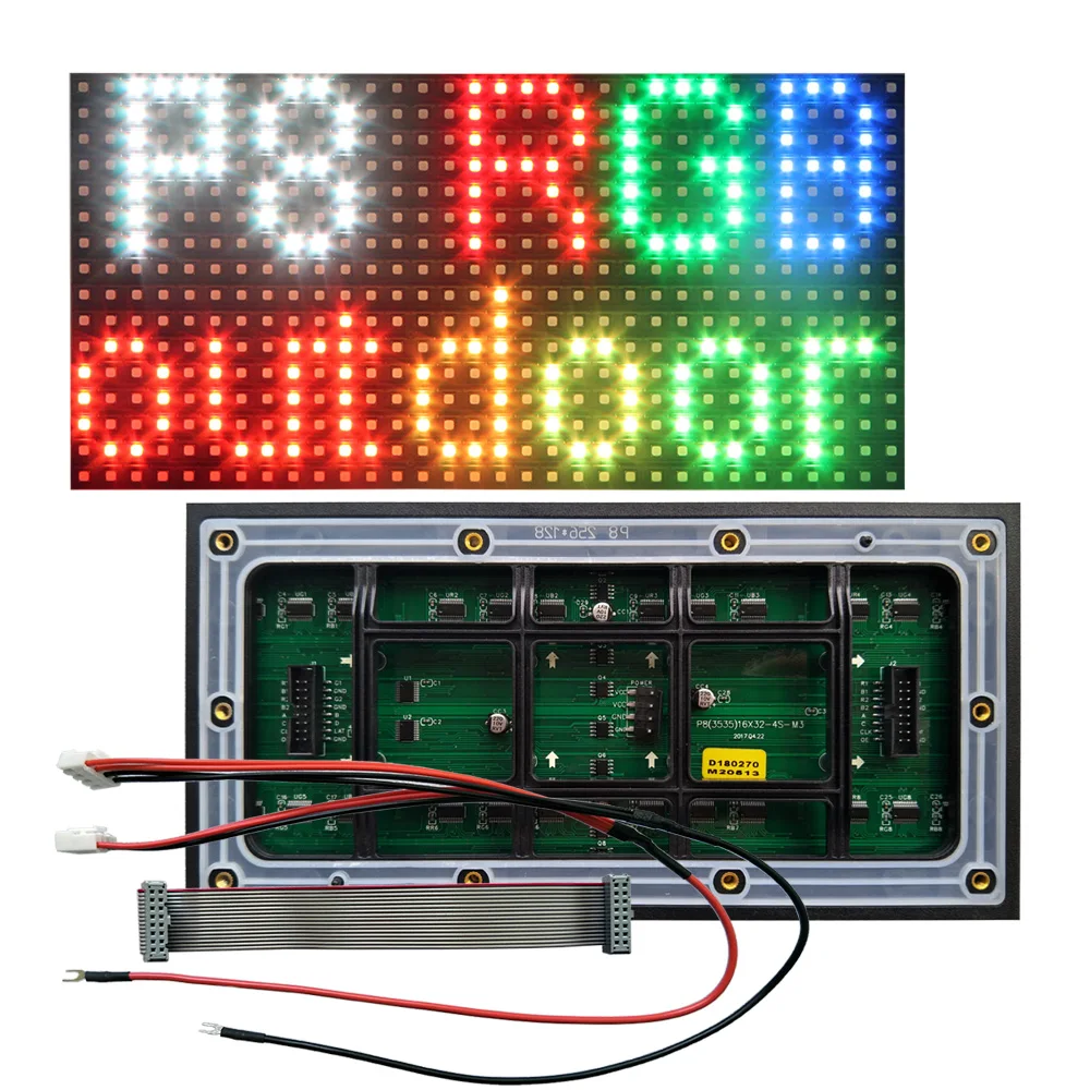 P8 LED ekran panel modülü açık 256*128mm 32*16 piksel 1/4scan SMD3535 ...
