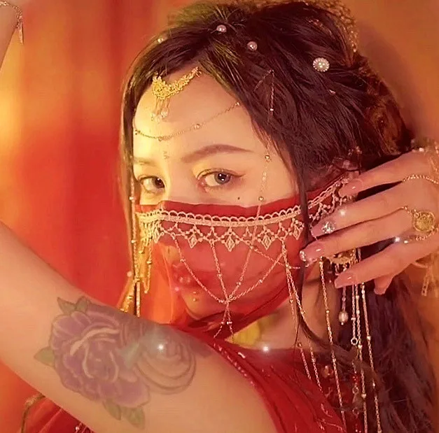 Hanfu-Costume-Magenta-Pendant-Veil-Ancient-Style-Face-covering-Tassel ...