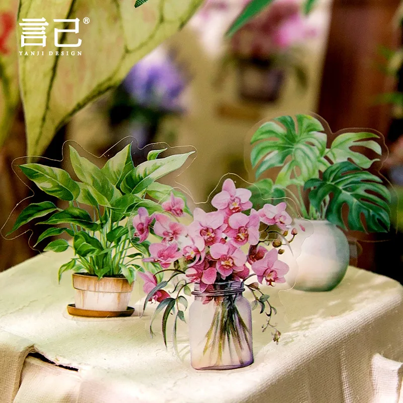 30-pcs-Green-plants-and-flowers-Stickers-aesthetic-Decorative-Stick ...