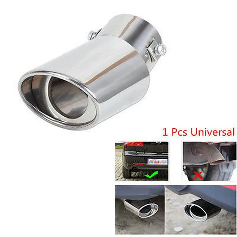 Round-Stainless-Steel-Car-Tail-Rear-Chrome-Round-Exhaust-Pipe-Tail ...