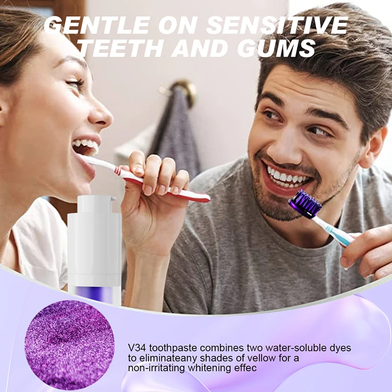 V34 Tooth Cleansing Toothpaste Purple Bottled Press Toothpaste ...
