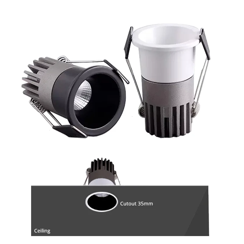 10 Pack Mini Deep Anti Glare Downlights COB LED Cutout 35mm Recessed ...