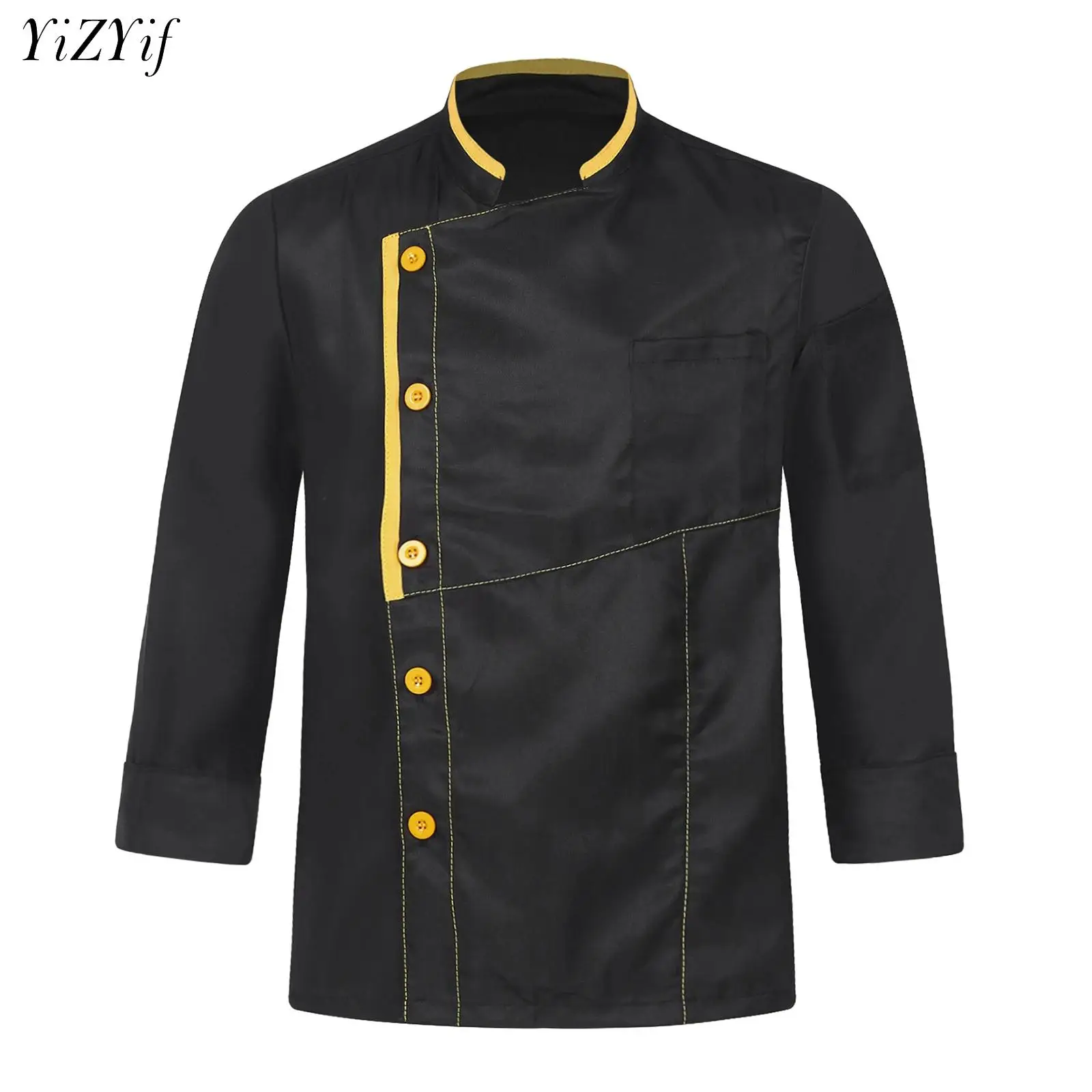 Mens-Womens-Long-Sleeve-Chef-Jacket-Restaurant-Kitchen-Chef-Uniform ...