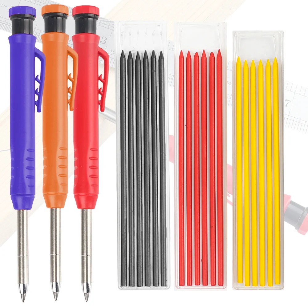 Solid-Carpenter-Pencil-Set-Built-in-Sharpener-Adjustable-Marker ...