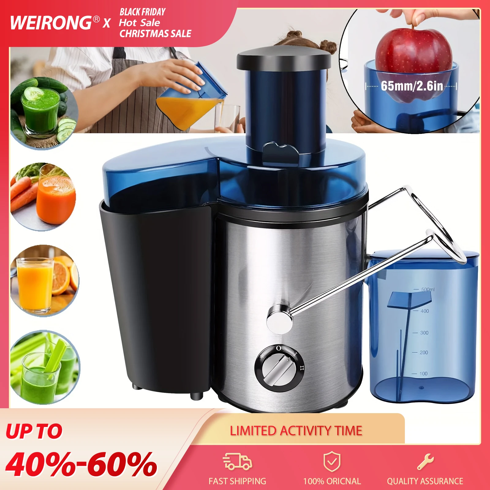 1000W Juicer Machine Juice Maker Whole Fruit Extractor Centrifugal ...