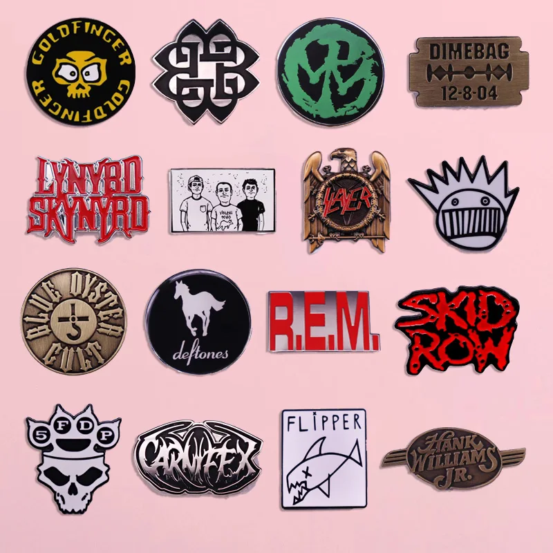 Pin de esmalte de banda de Rock clásica, insignia de logotipo de música ...