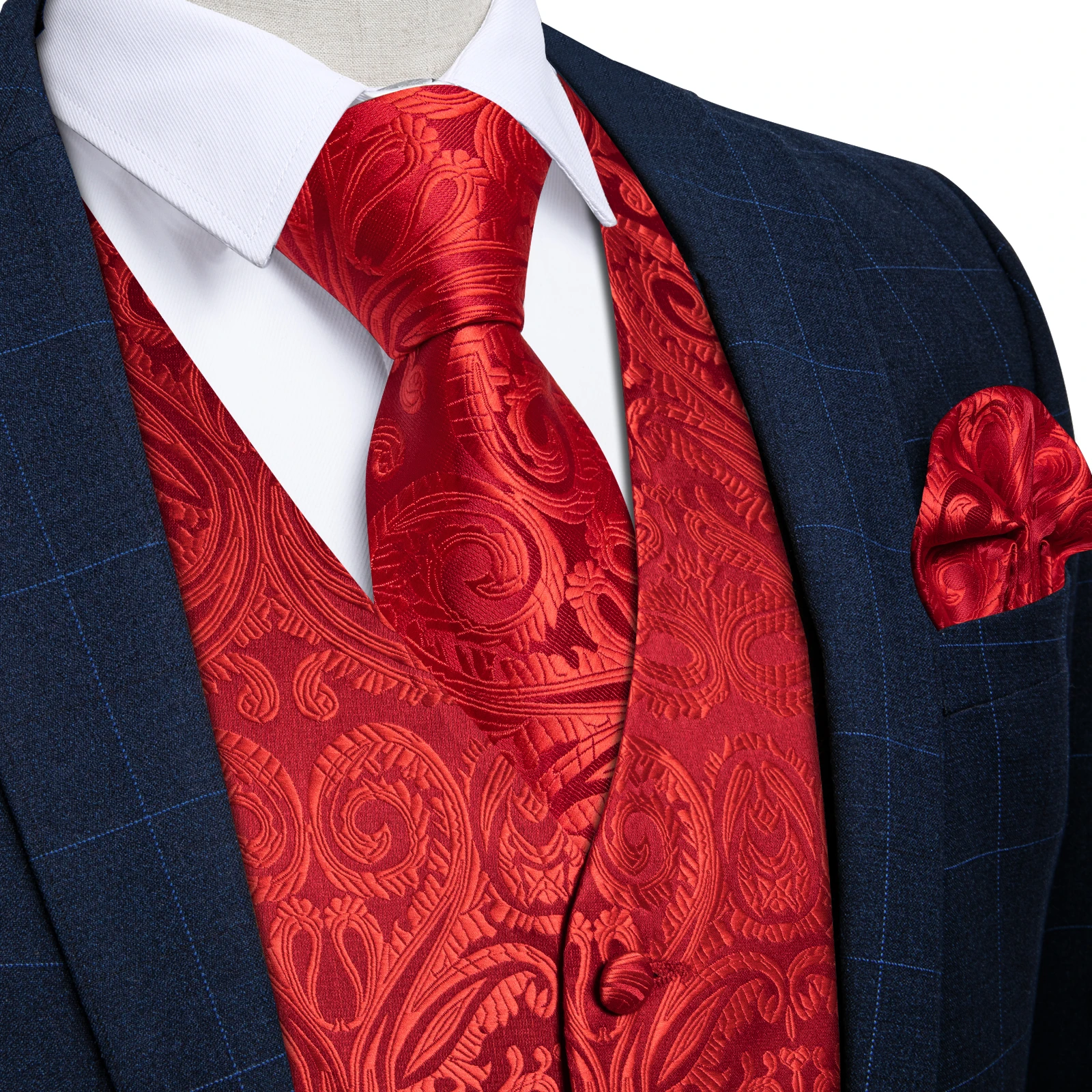 Luxury-Red-Paisley-Vest-for-Man-Wedding-Formal-Men-s-Waistcoat-Necktie ...