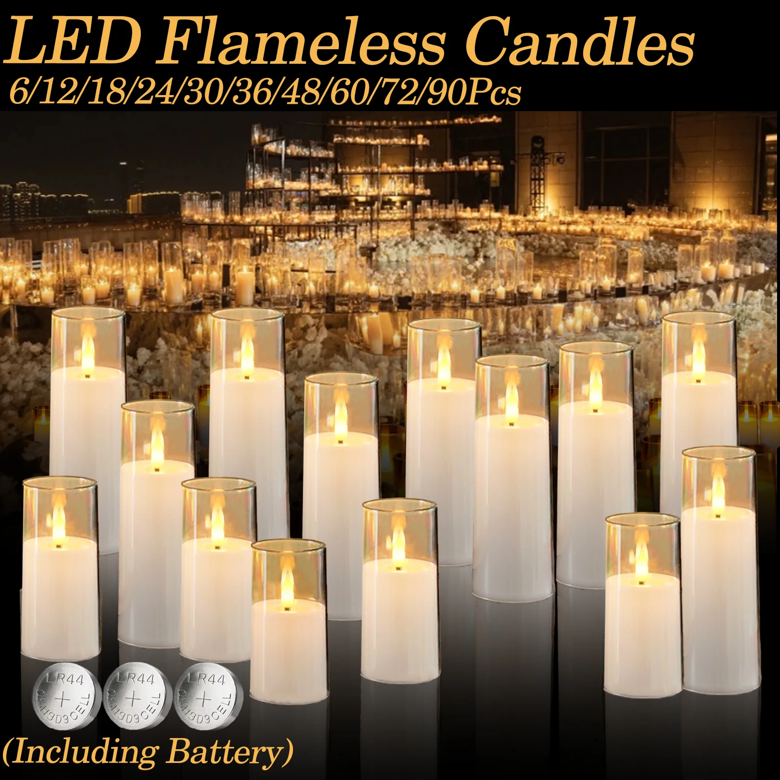 6-90PCS Led Candles for Wedding Flameless Led Candle Artificial Candles ...