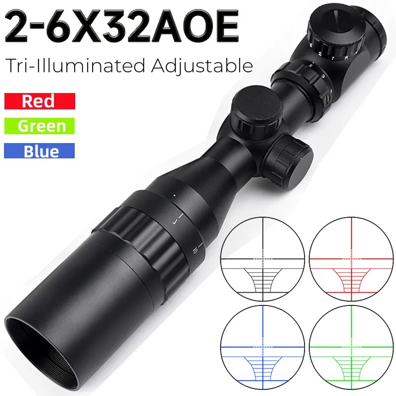 Tactical-2-6x32-AOE-Riflescope-Red-Green-Blue-Adjustable-Optical ...