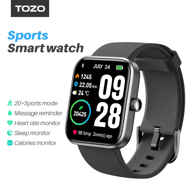 TOZO S2 Smartwatch 5ATM su geçirmez dahili ile spor izci nabız monitörü ...