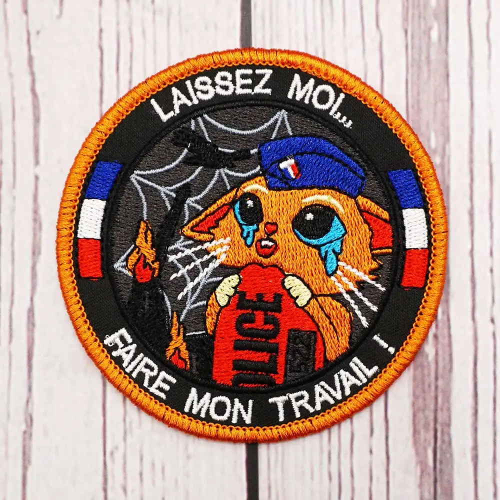 French-tactics-Embroidered-Patch-Hook-Loop-Sew-on-Embroidery-Military ...