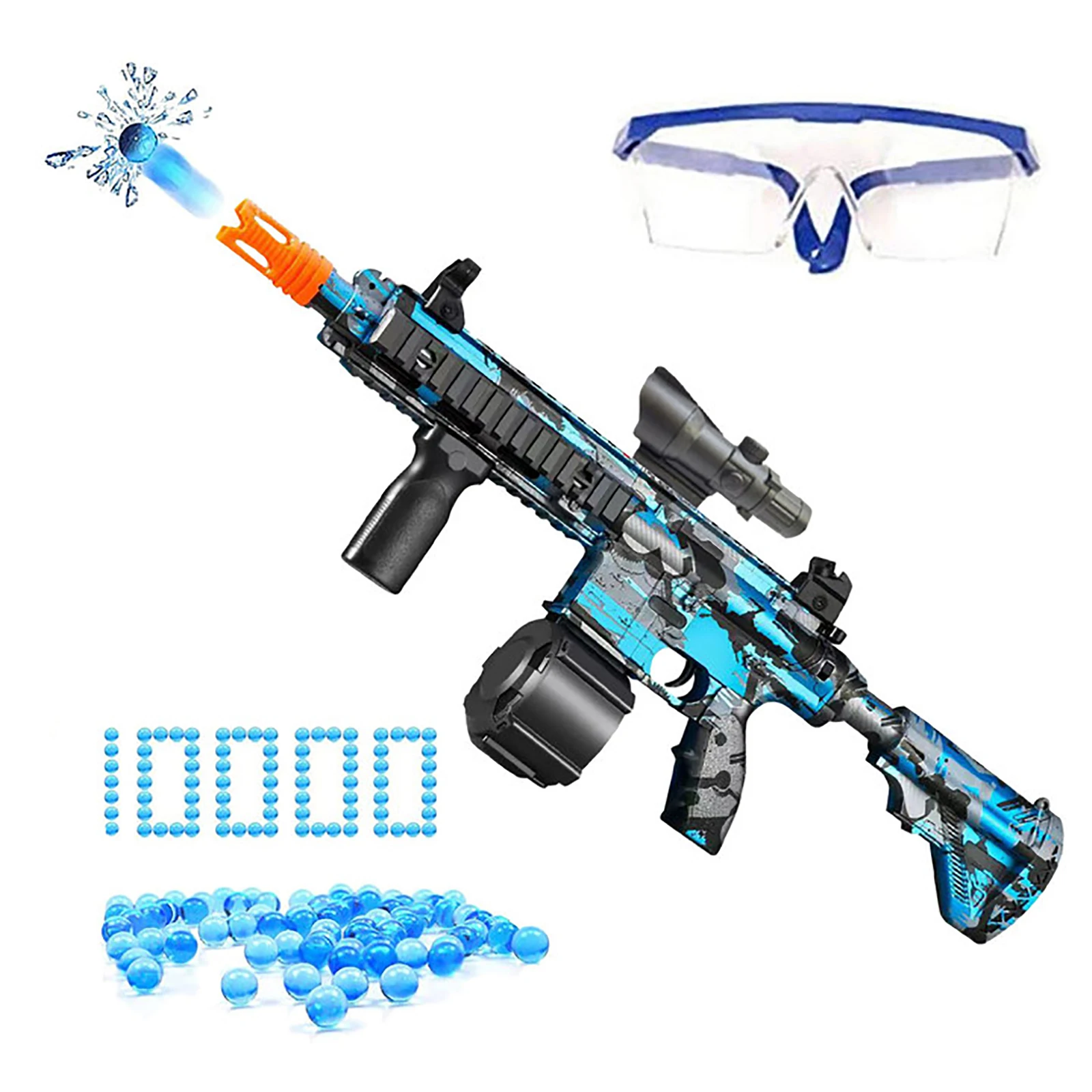 M416 Manual & Electric 2 In 1 Gel Ball Blaster Splatter Gun With 10000 Eco-friendly Water Beads ...