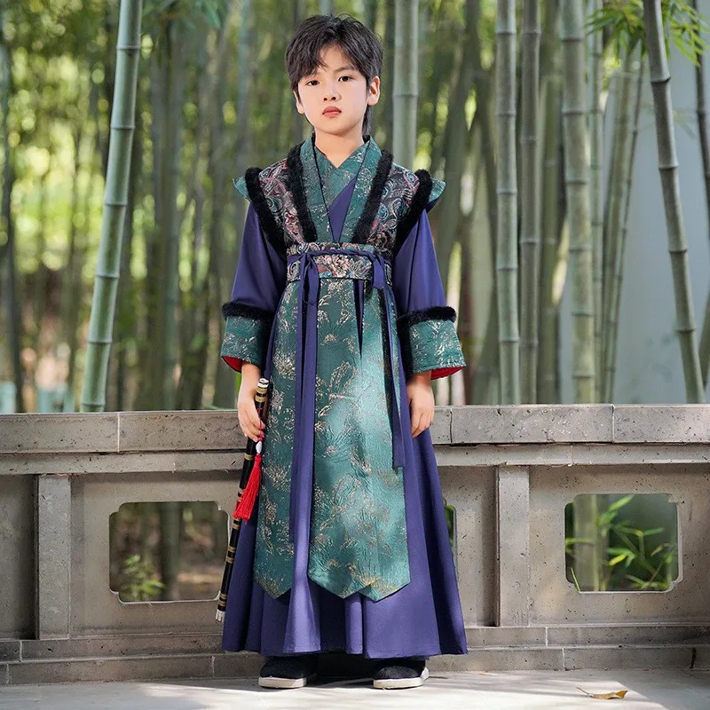 Boys-Chinese-Traditional-Robe-Winter-Hanfu-Stage-Outfit-Chinese-Robe ...