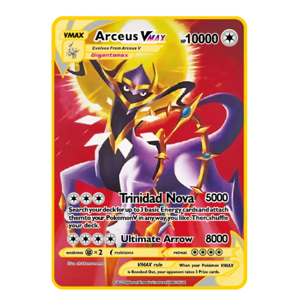 10000HP Arceus Vmax DIY Golden Cards in English Iron Metal Pokmo ...