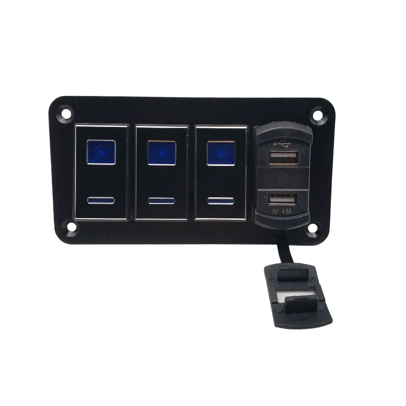 Metal-4-Gang-Rocker-Switch-Panel-Car-RV-Marine-Waterproof-Overload ...