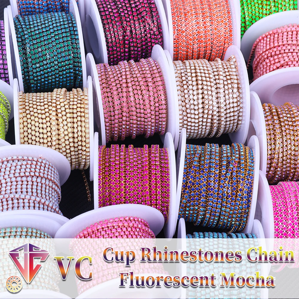 VC Fluorescent Mocha Rhinestone Chains Apparel Sewing Glass ...