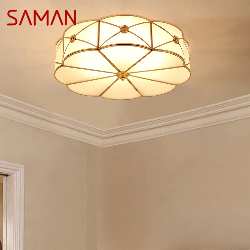 SAMAN-Nordic-Brass-Ceiling-Lamp-Modern-Vintage-Light-Luxury-Copper-LED ...
