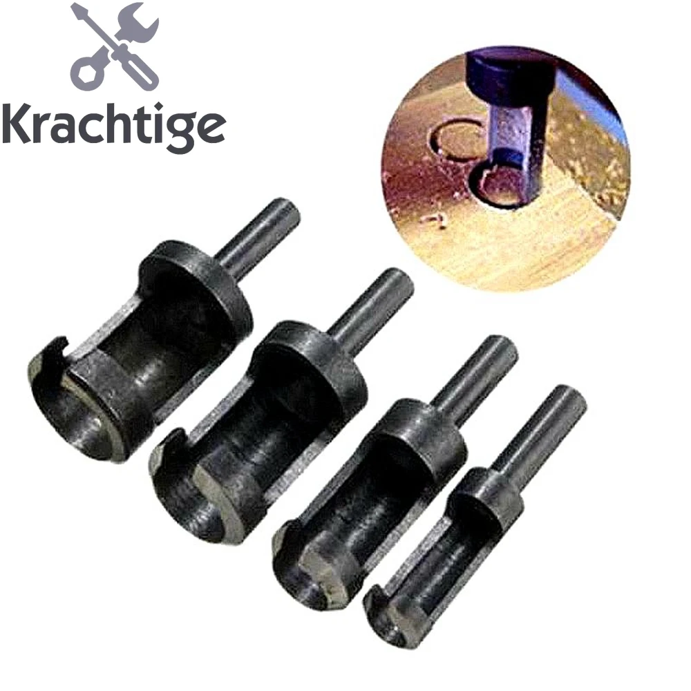 4pcs Wood Plug Hole Cutter Bit Set Kit Dowel Maker Plug Cutter ...