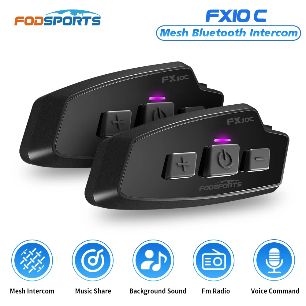 2pcs-Fodsports-FX10C-Motorcycle-Bluetooth-Mesh-Intercom-Helmet ...