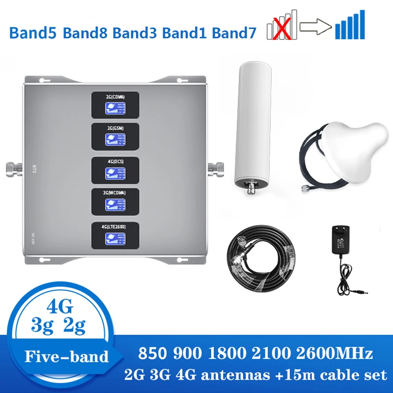 Amplificateur de Signal 2G/3G/4G GSM/WCDMA LTE, 850/900/1800/2100/2600MHz, pour réseau de ...