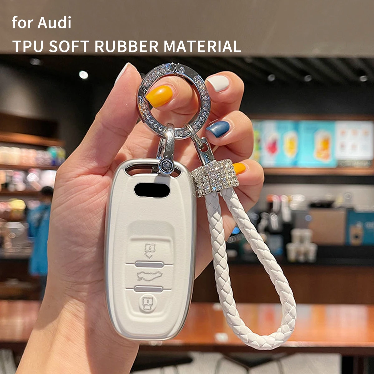 For Audi New Fashion White Car Remote Key Case Cover Shell Fob A4L A6L ...