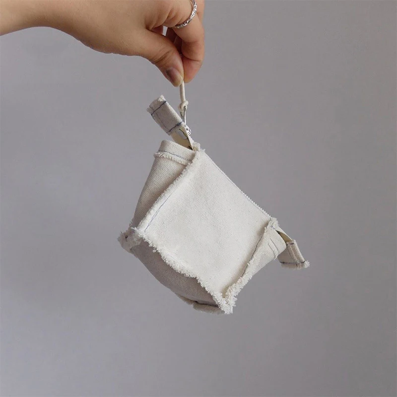 Ins-White-Small-Thicken-Canvas-Coin-Bags-Purse-Mini-Zipper-Bus-Working ...