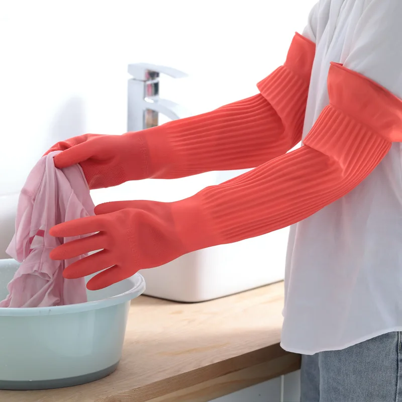 1Pair-Lengthen-Dishwashing-Cleaning-Gloves-Silicone-Rubber-Dish-Washing ...