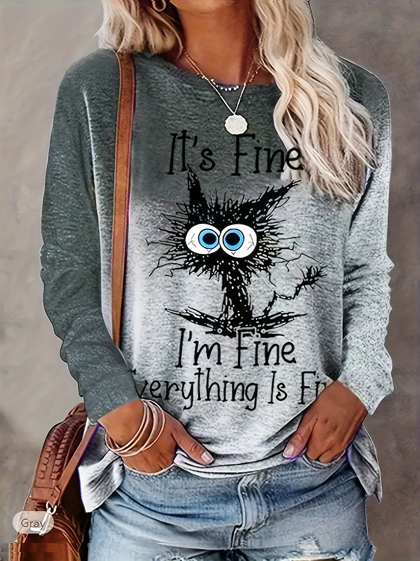 Cat-Print-Crew-Neck-T-Shirt-Casual-Long-Sleeve-T-Shirt-For-Spring-and ...