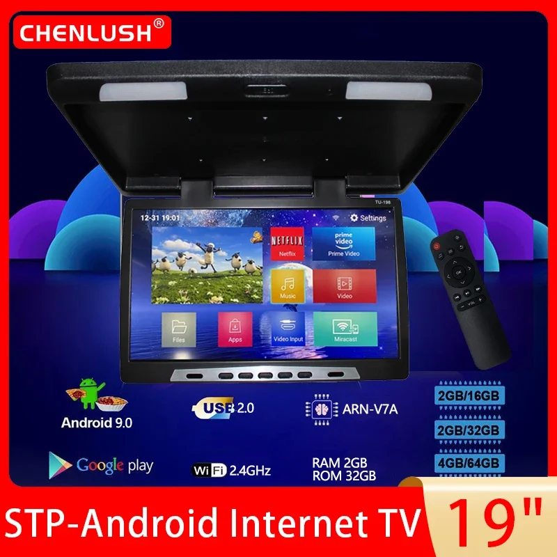 19-Inch-Android-Car-Roof-Hdmi-Mointor-2-32GB-Ceiling-TV-Multimedia ...