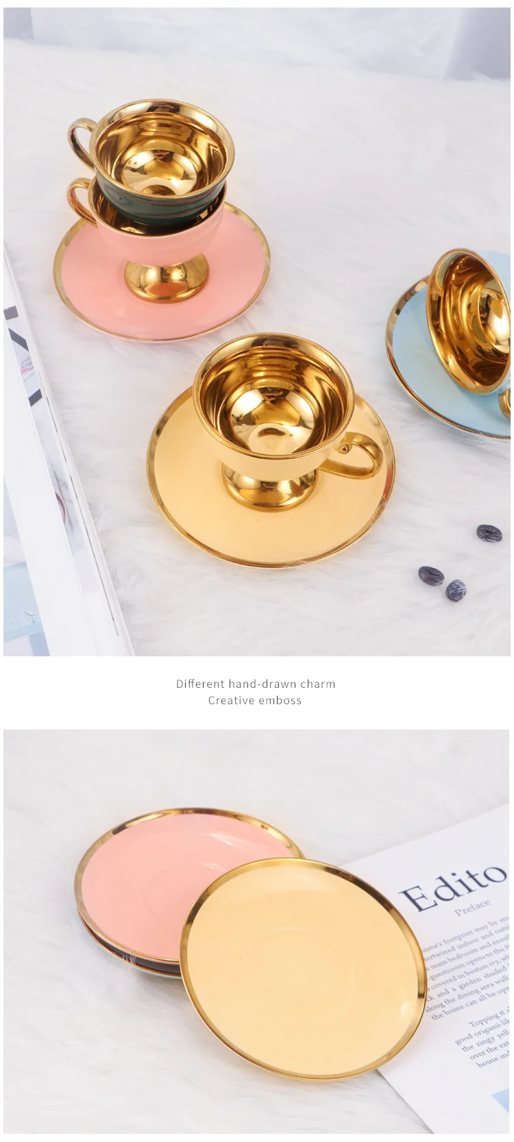 Turkey Style Goblets Modern Luxury Gold-plated Coffee Cup Set High ...