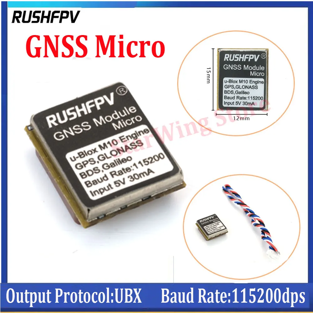 12X15mm RUSHFPV GNSS Micro M10 GPS Module 10HZ Rate Built-in Ceramic ...