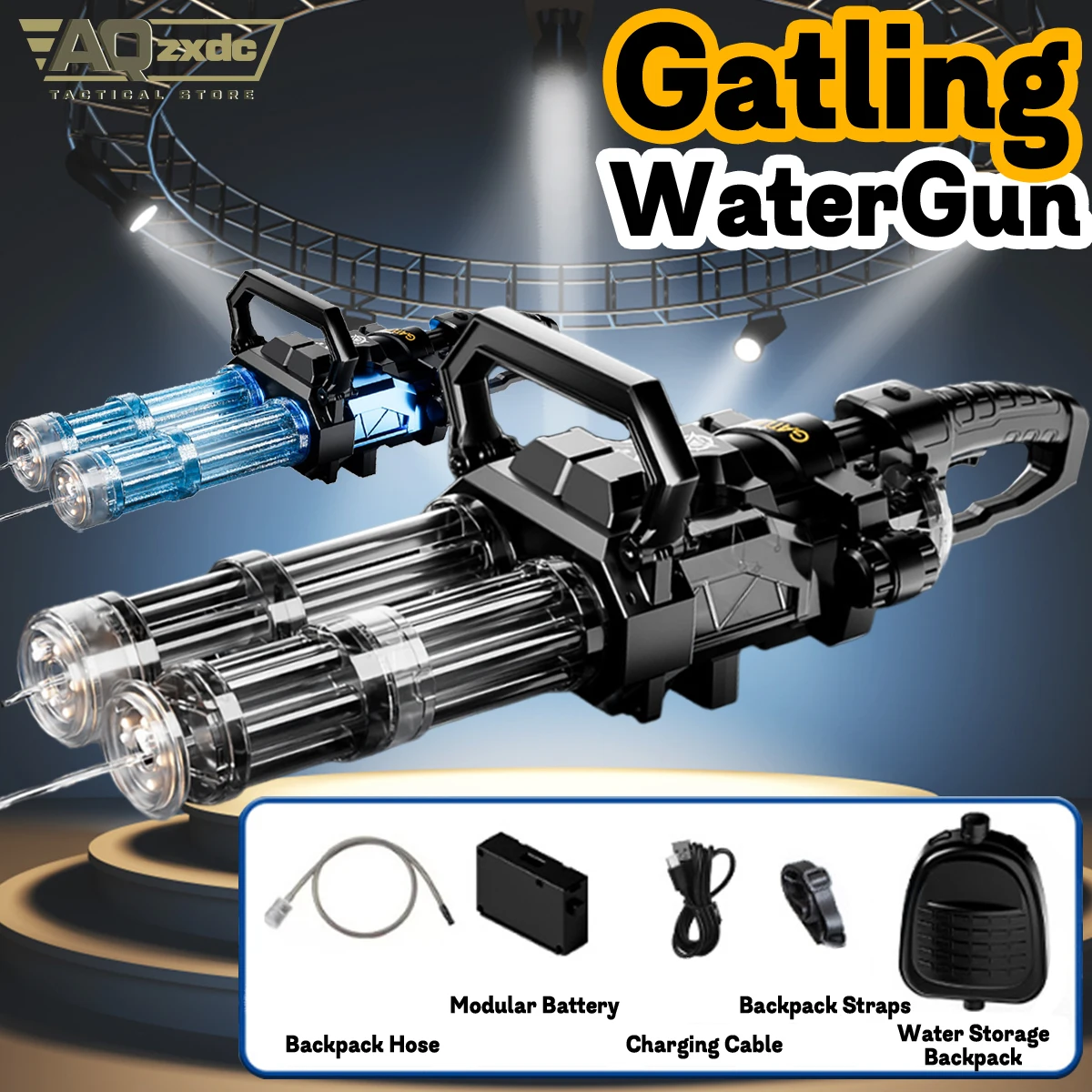 New-Summer-Continuous-Shooting-Gatling-Water-Gun-Simulated-Flame-Sensor ...