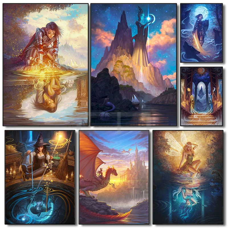 Magic-Themed-World-Posters-Fantasy-Style-Magic-Prints-Canvas-Painting ...