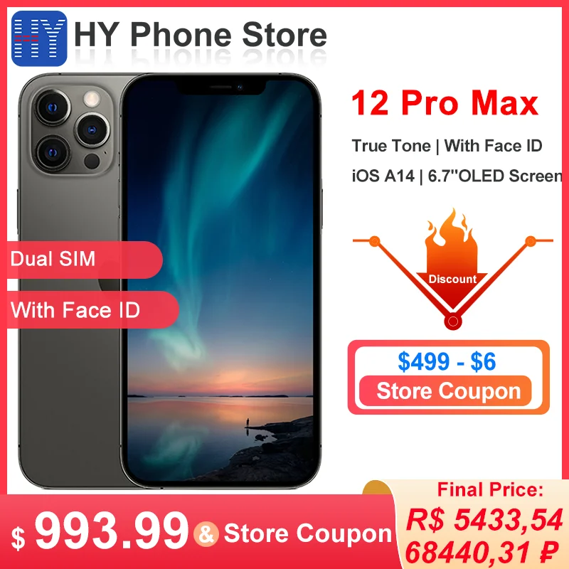 Sim Duplo Apple Iphone 12 Pro Max 128gb/256gb Rom Desbloqueado ...