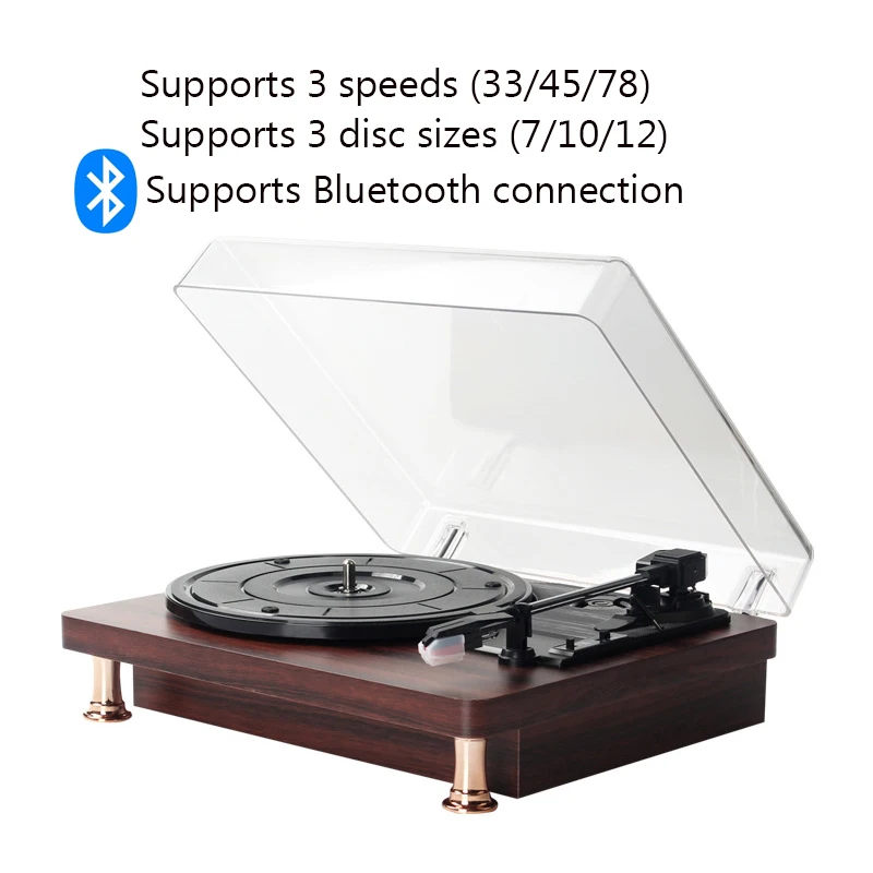 Retro Style Vinyl Record Player Stereo Portable Phonograph 33/45/78 RPM ...