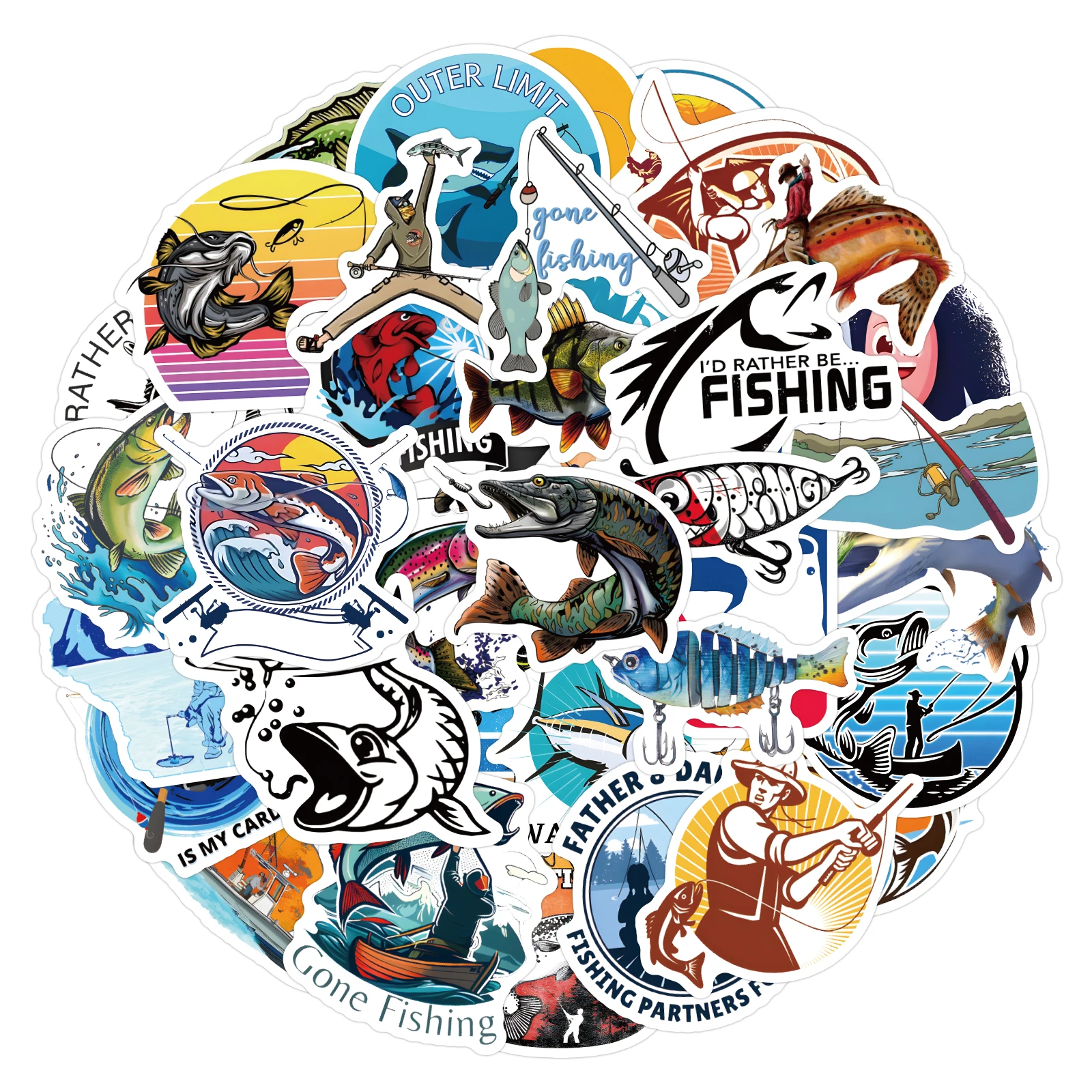 60pcs-Pack-Fishing-Stickers-Waterproof-Skateboard-Motorcycle-Guitar ...