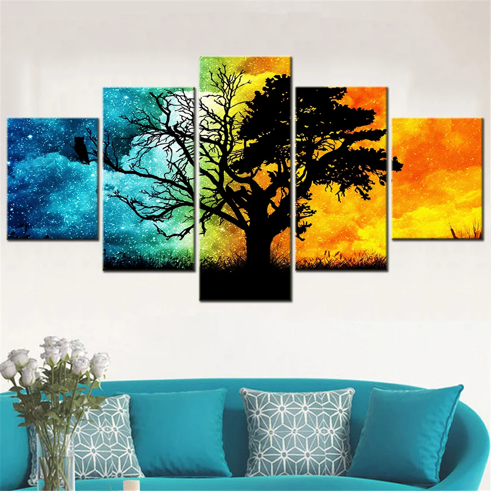 Abstract-Night-and-Day-Canvas-Wall-Art-Pictures-Modular-Canvas-Painting ...