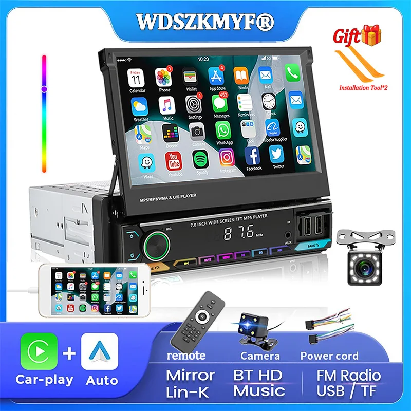 7-IPS-Tela-Retr-til-R-dio-Do-Carro-1Din-Universal-Android-Auto-Carplay ...