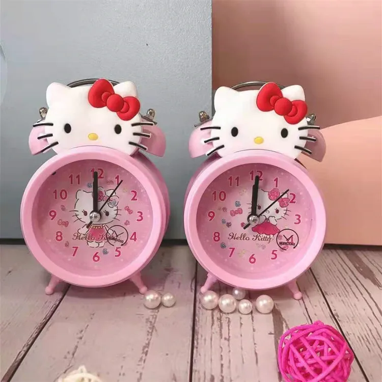 Hello Kitty Alarm Clock Cartoon Anime Children's Clock Silicone Cartoon ...