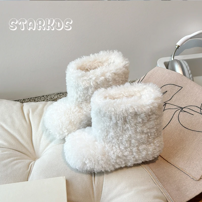 Luxury Thick Teddy Fur Boots Baby Girl Fluffy Warm Plush Booties ...