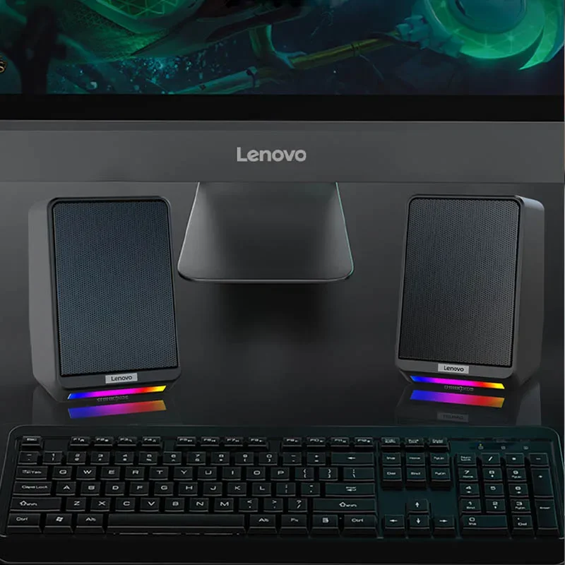 레노버 유선 데스크탑 스피커 Usb 스테레오 서라운드 음악 Rgb 게임용 스피커 컴퓨터 Pc 라우드 스피커용 사운드 바 Ts38
