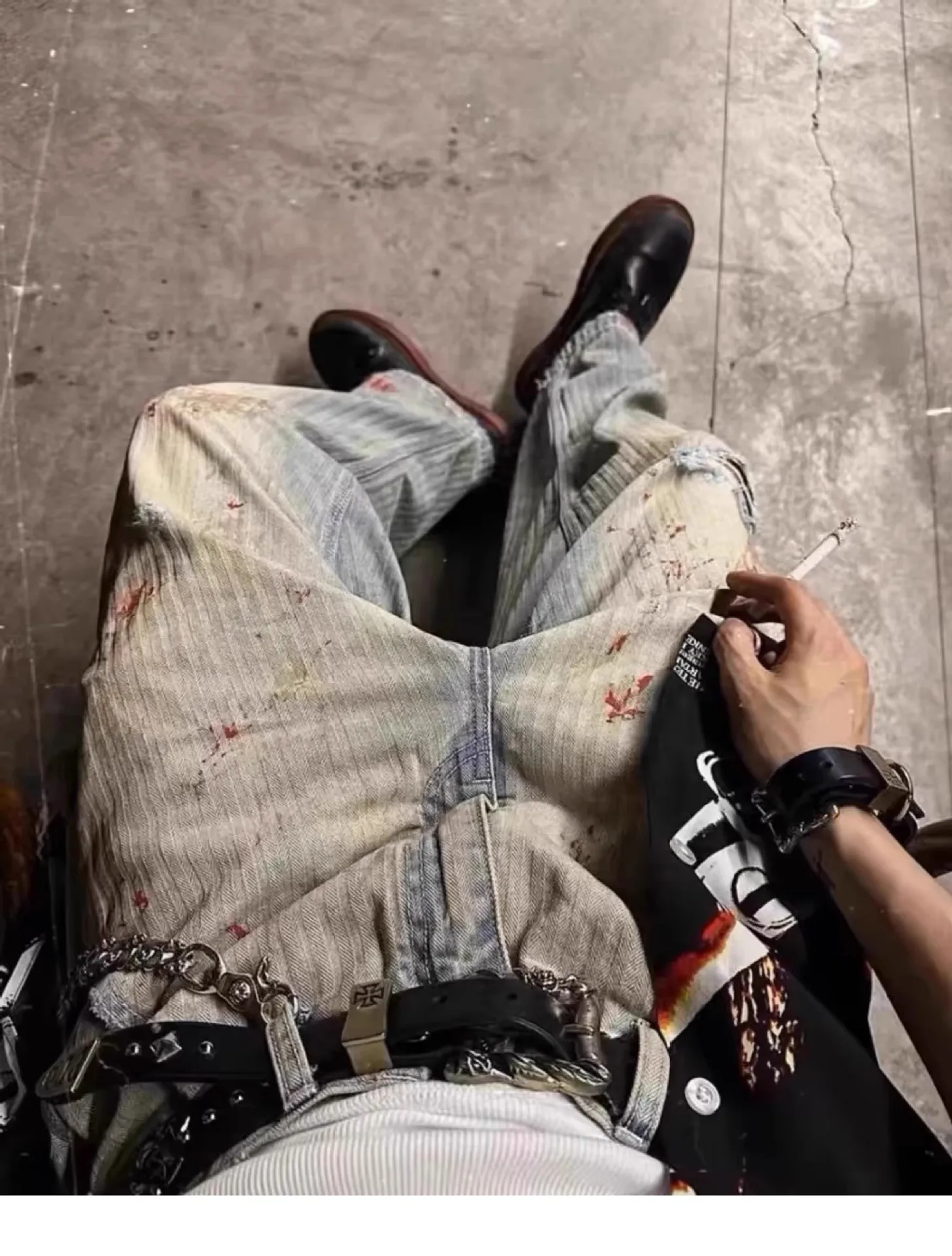 2024 New Old Washed Blood Tag Denim Zipper Slim Fit Straight PANT Jeans ...