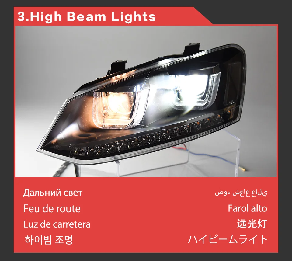 VW Polo Headlights 2010-2017 Polo LED Headlight LED DRL Hid Head lamp ...