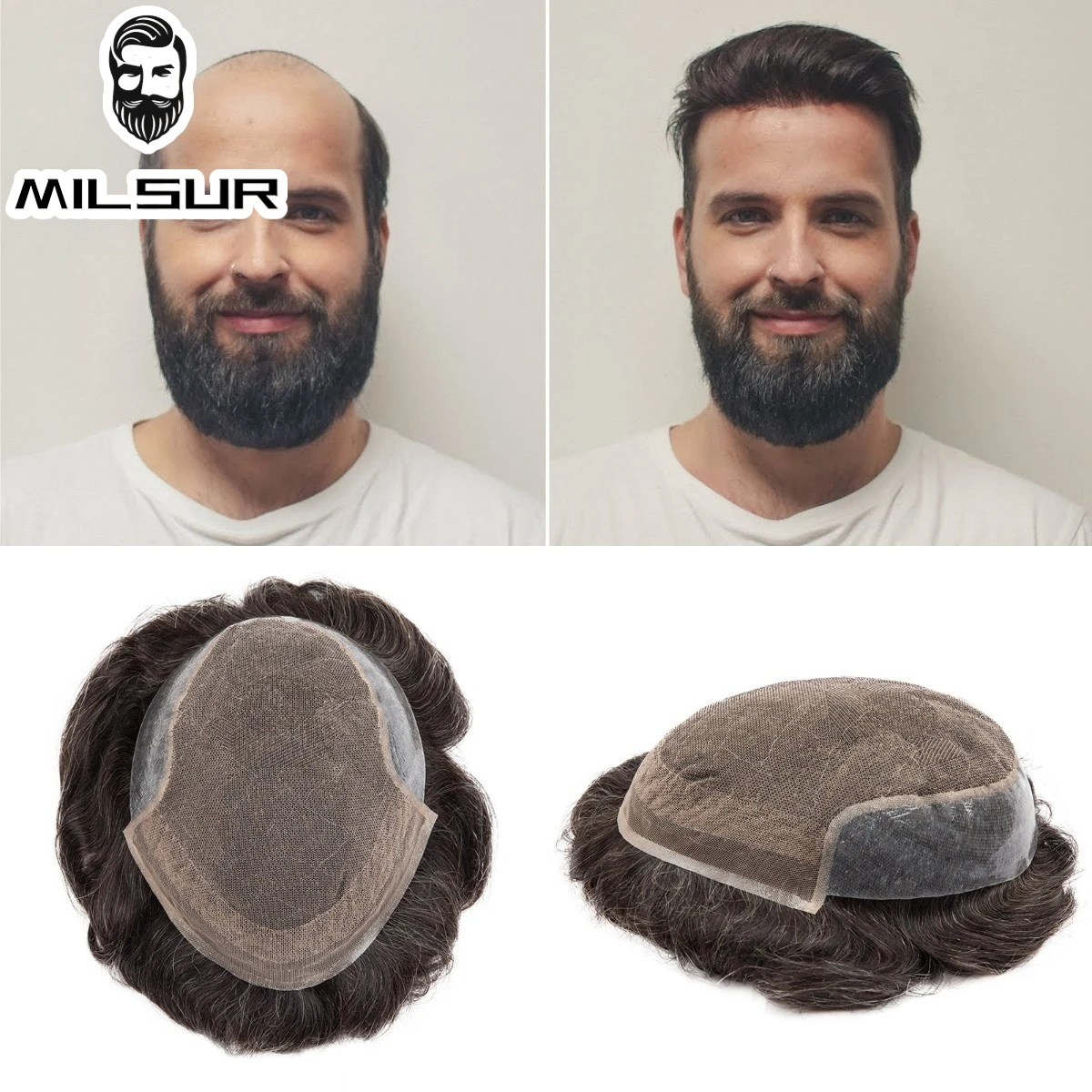 Perruques-de-base-en-dentelle-PU-pour-hommes-postiches-de-toupet-proth ...