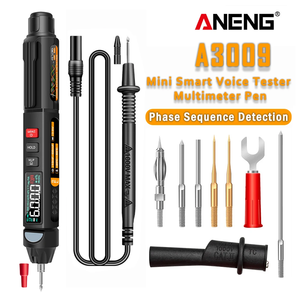 ANENG A3009 Mini Digital Multimeter Pen Smart Voice Broadcast Tester ...