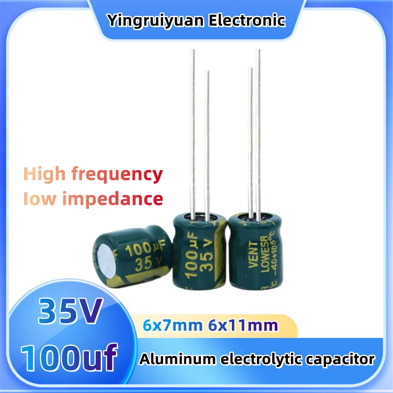10pcs35V100UF-6x7-6x11aluminum-electrolytic-capacitor-High-frequency ...