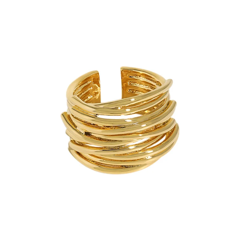 Brass-Geo-Stackble-Line-Mix-Rings-Women-Jewelry-Punk-Style-Designer ...