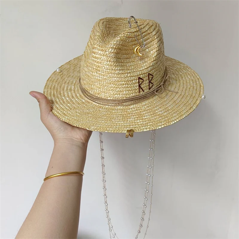 Chain-Punk-Straw-Hat-2023-New-Sun-Hat-Gold-Chain-Accessories-Jazz-Hip ...
