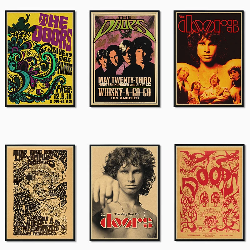 The-Doors-Jim-Morrison-Vintage-Retro-rock-band-music-Guitar-Matte-Kraft ...